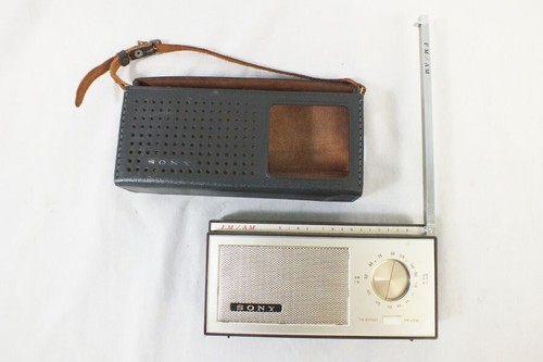 Vtg Sony AM FM TFM-96 Nine Portable Transistor Radio + Case Non Working ...