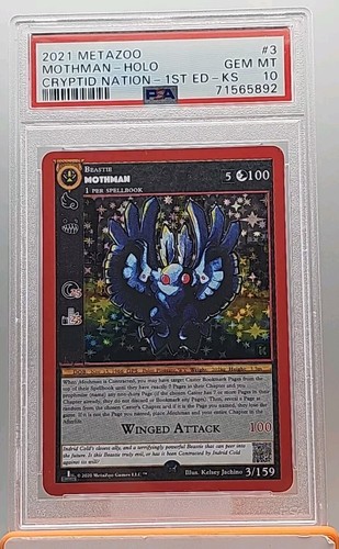 2021 Metazoo Kickstarter 1st Edition Mothman Full Holo PSA 10 - Grail ...