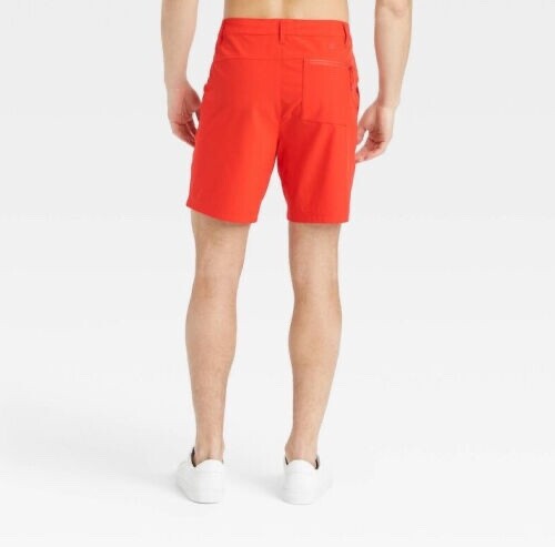 All In Motion Mens Resort Shorts XXL Red Zipper Tech Pocket Stretch UPF ...