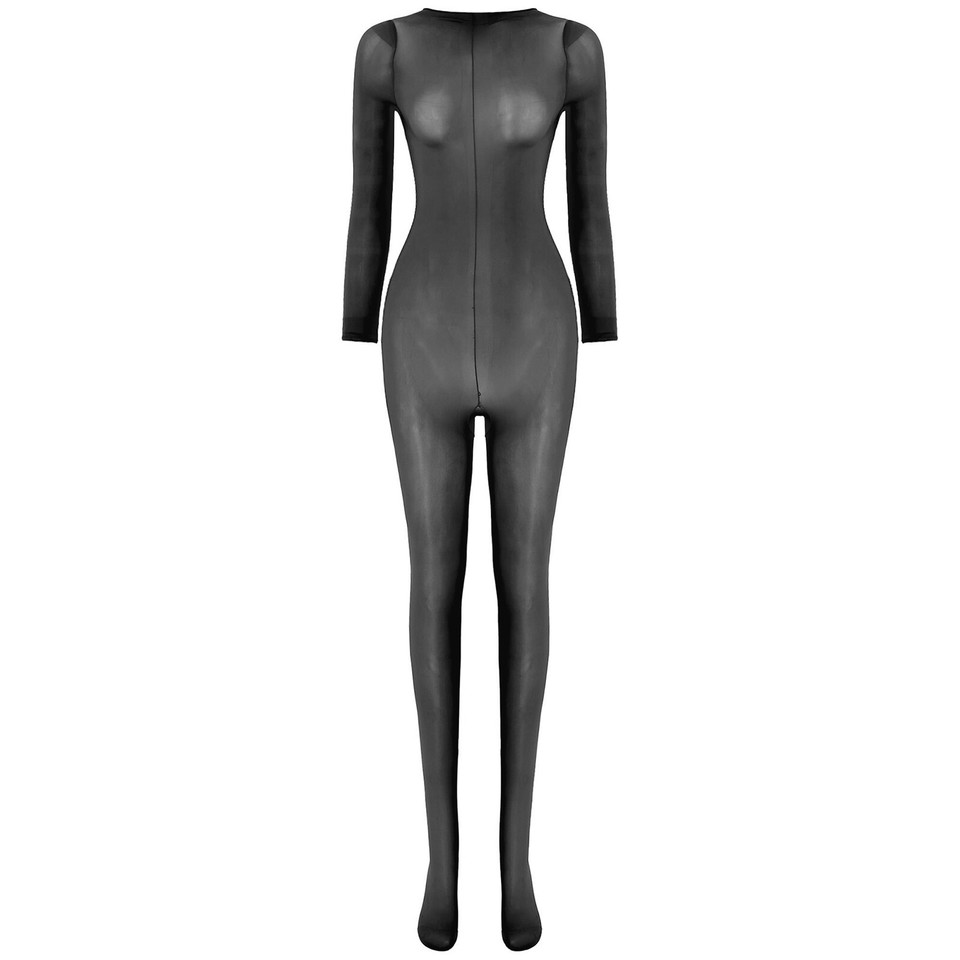 Women's Nylon Silky Bodystocking One Piece Stretchy Bodysuits Tights ...