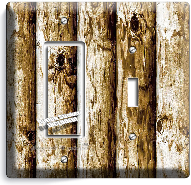 RUSTIC WOOD LOGS LIGHT SWITCH OUTLET WALL PLATE HUNTING CABIN BARN ...