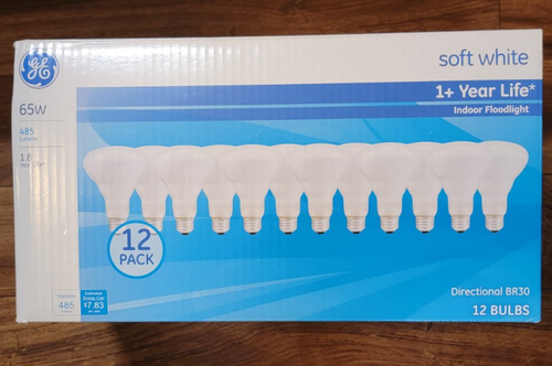 12 Count GE 65W Soft White Indoor Floodlight 485 Lumens Bulb ...