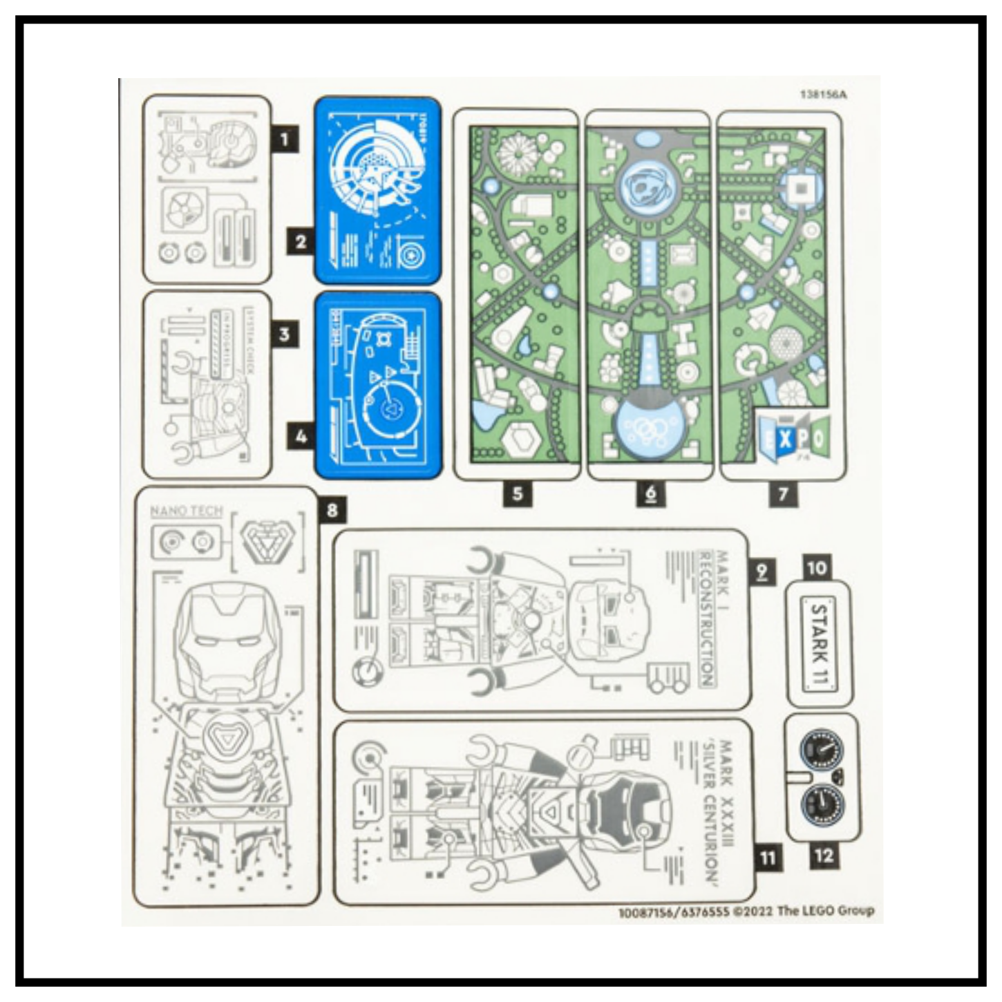 LEGO Aufkleber Sticker 76216 - 10087156/6376555 Iron Man Armoury 2022 ...