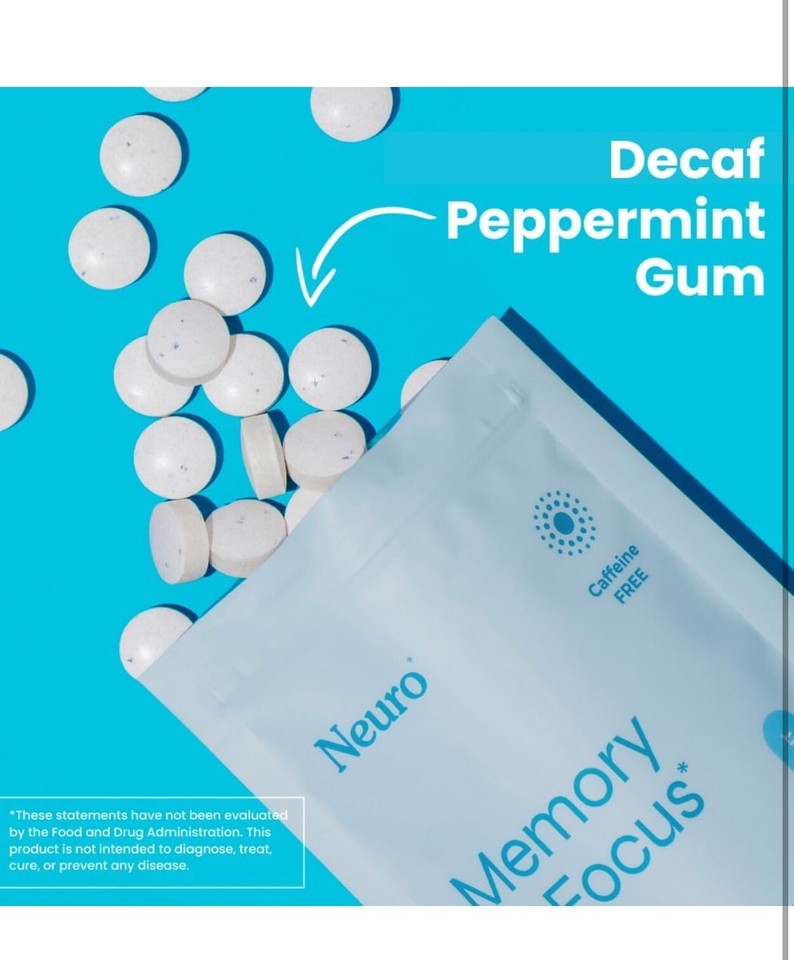NeuroGum Memory Focus Caffeine Free Gum (90 Pieces) - Sugar Free with L ...
