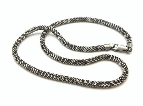 Italy 925 Sterling Silver Rhodium Plated Snake Mesh Link 18” Chain ...