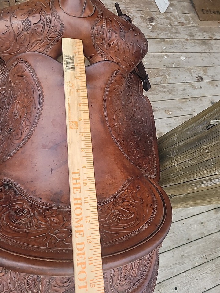 14" Cowboy Roping Western saddle Vintage. Beautiful Tooling | eBay