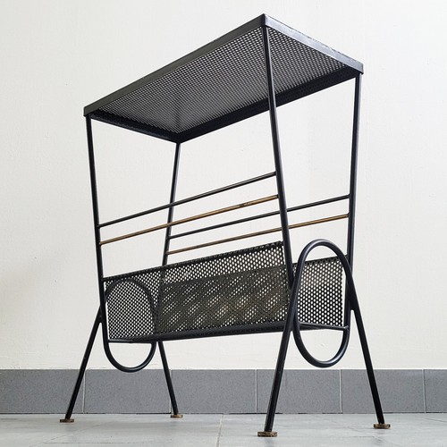 Vintage 1950 Metal Perforated Side Table Magazine Rack 50s Rockabilly ...