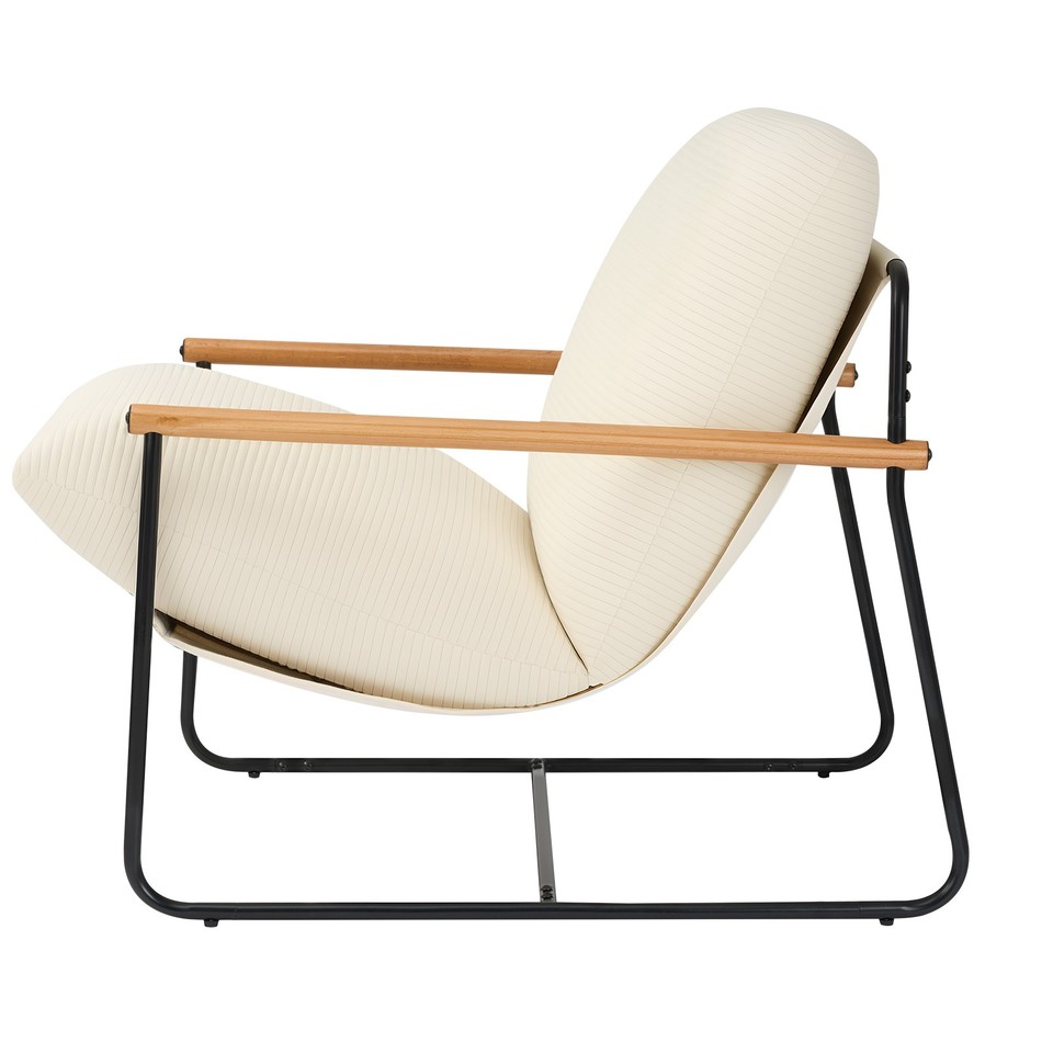 Uimoso Accent Chair Modern Sling Chair Metal Frame Wood Armrest Living ...