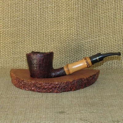 STANWELL Carved Freehand Bamboo Shank Smoking Pipe Gold Metal Crown ...