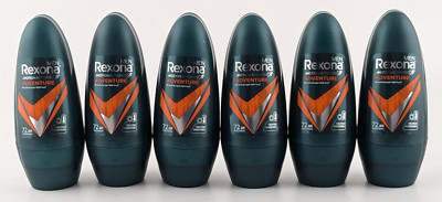 6 x Rexona Men Roll-on Antiperspirant 72 Hour Motion Activate Adventure ...