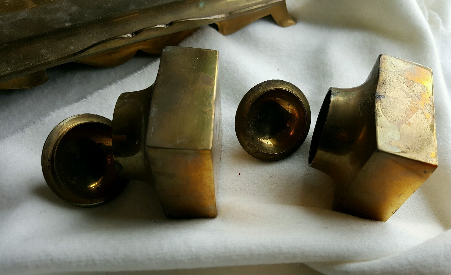 Vintage Solid Brass Ink Well Footed with Two Lidded Wells | eBay