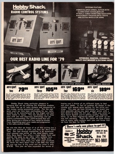1979 Hobby Shack Radio Control Systems Fountain Valley CA Vintage Print ...