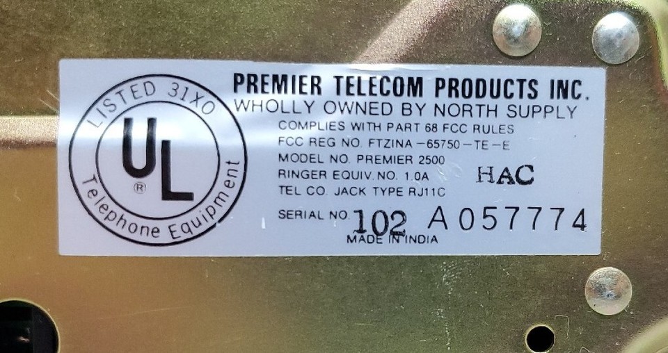 Vintage 2001 Tan Table Telephone Premier 2500 Telecom Products Inc ...