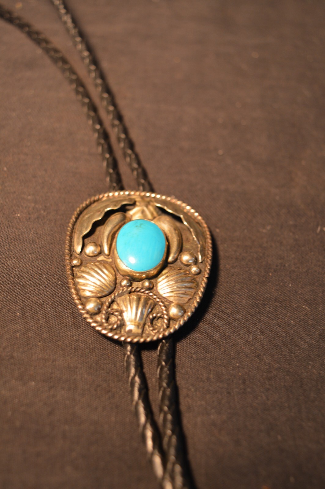 Silver Bolo With Fine Turquoise From Mexico Raised Le… - Gem