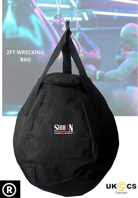 BLACK WRECKING BALL PUNCH BAG BOXING BAG Boxing, Martial Arts 2ft Round ...