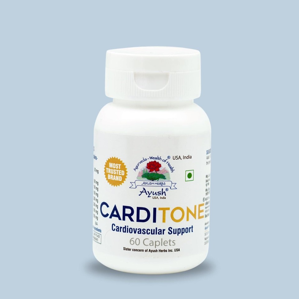 Carditone Ayush Herbs 60 caplets Cardiovascular Support + Free Shipping ...