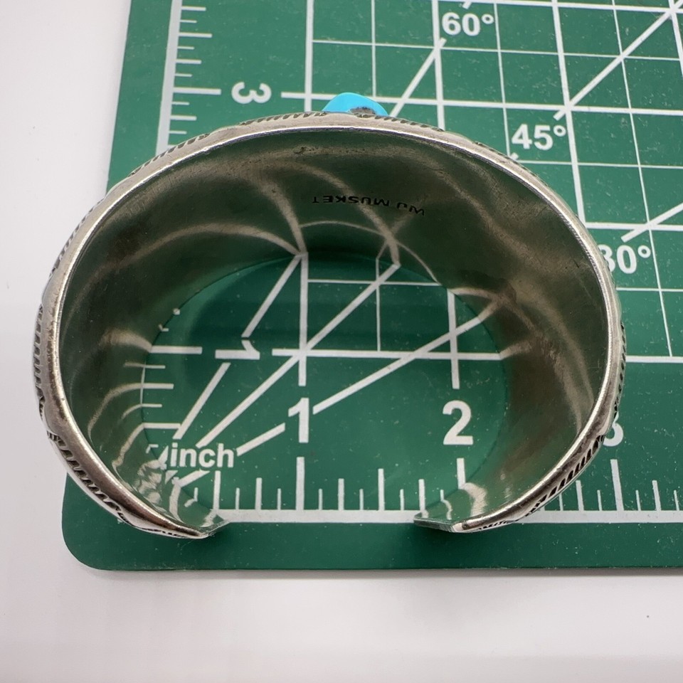 VTG WJ Musket Navajo Sterling Turquoise Coral Watch Cuff Bracelet 84.6g ...