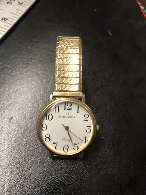 DAVID JORDAN Watch w/ Hebrew Numerals Quartz - White w/ Gold | eBay
