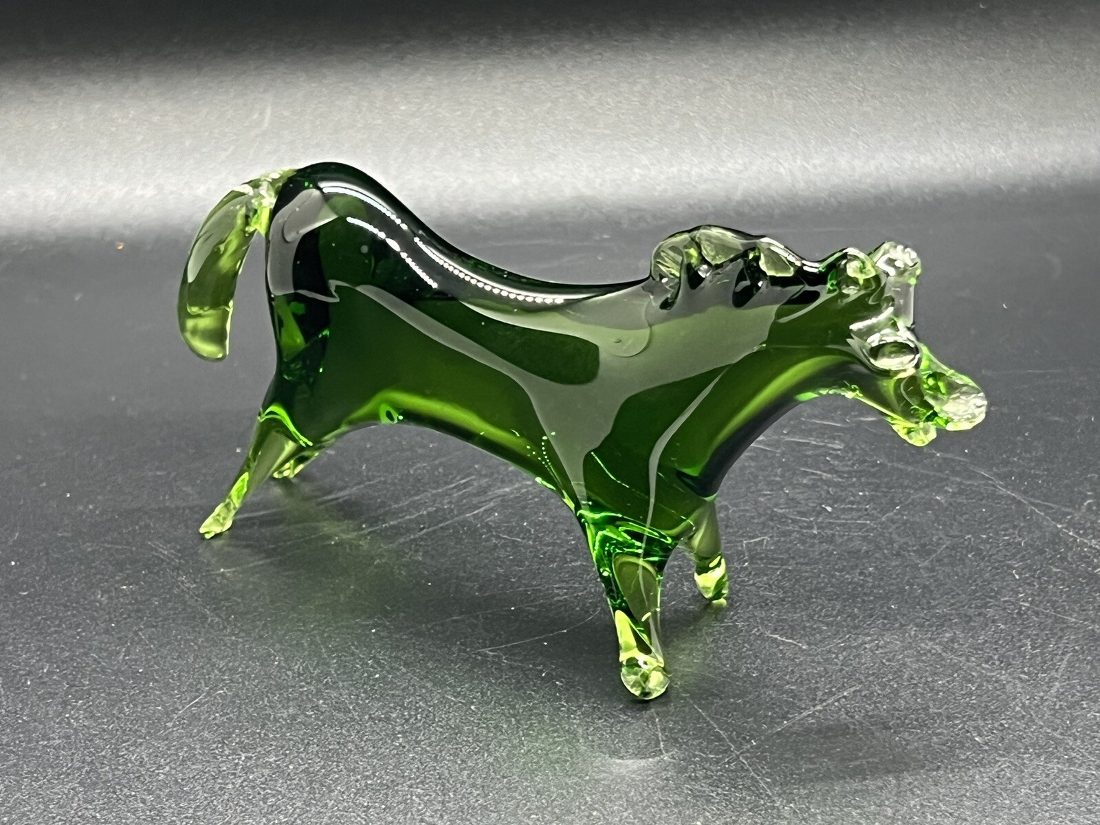 Vintage Rainbow Viking Hand Blown Green Art Glass Horse Figurine | eBay