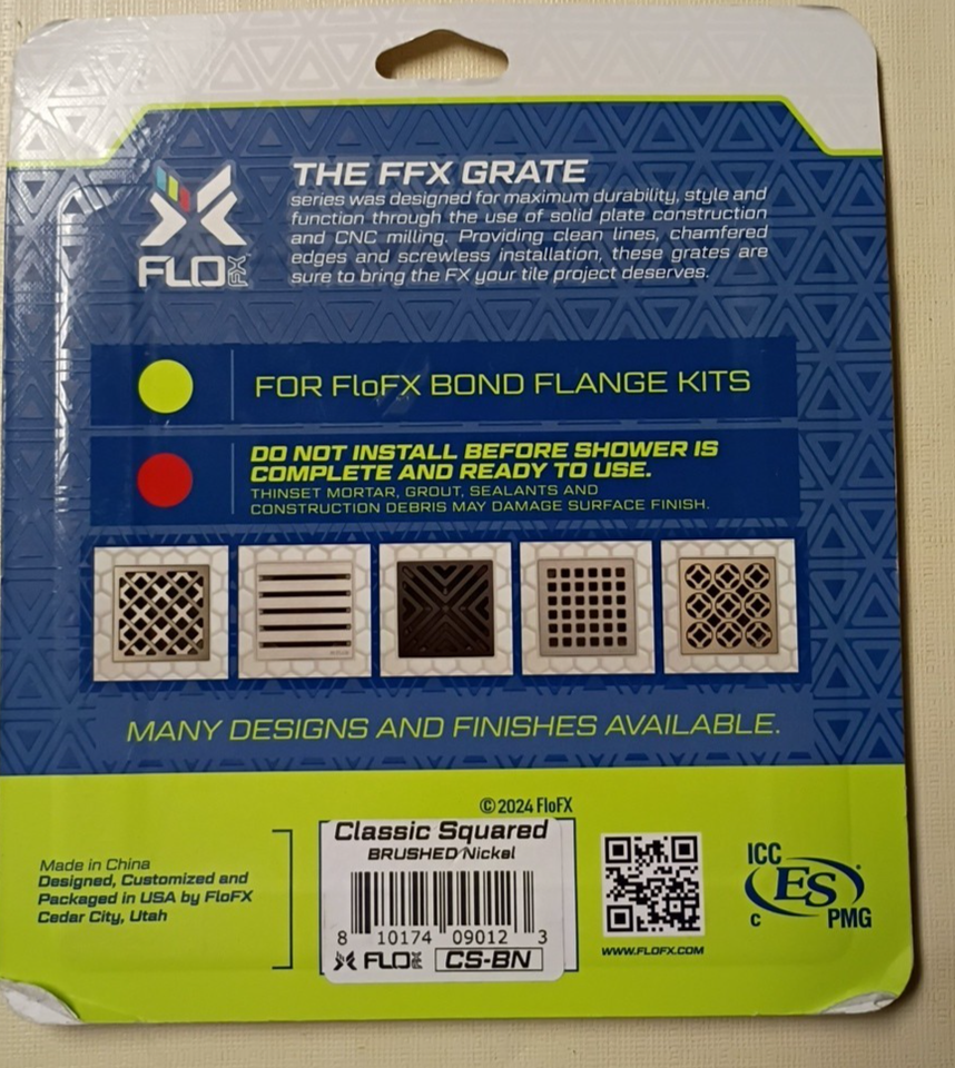 FLO FX FFX Shower Grate Brushed Nickel Classic Squared CS-BN | eBay