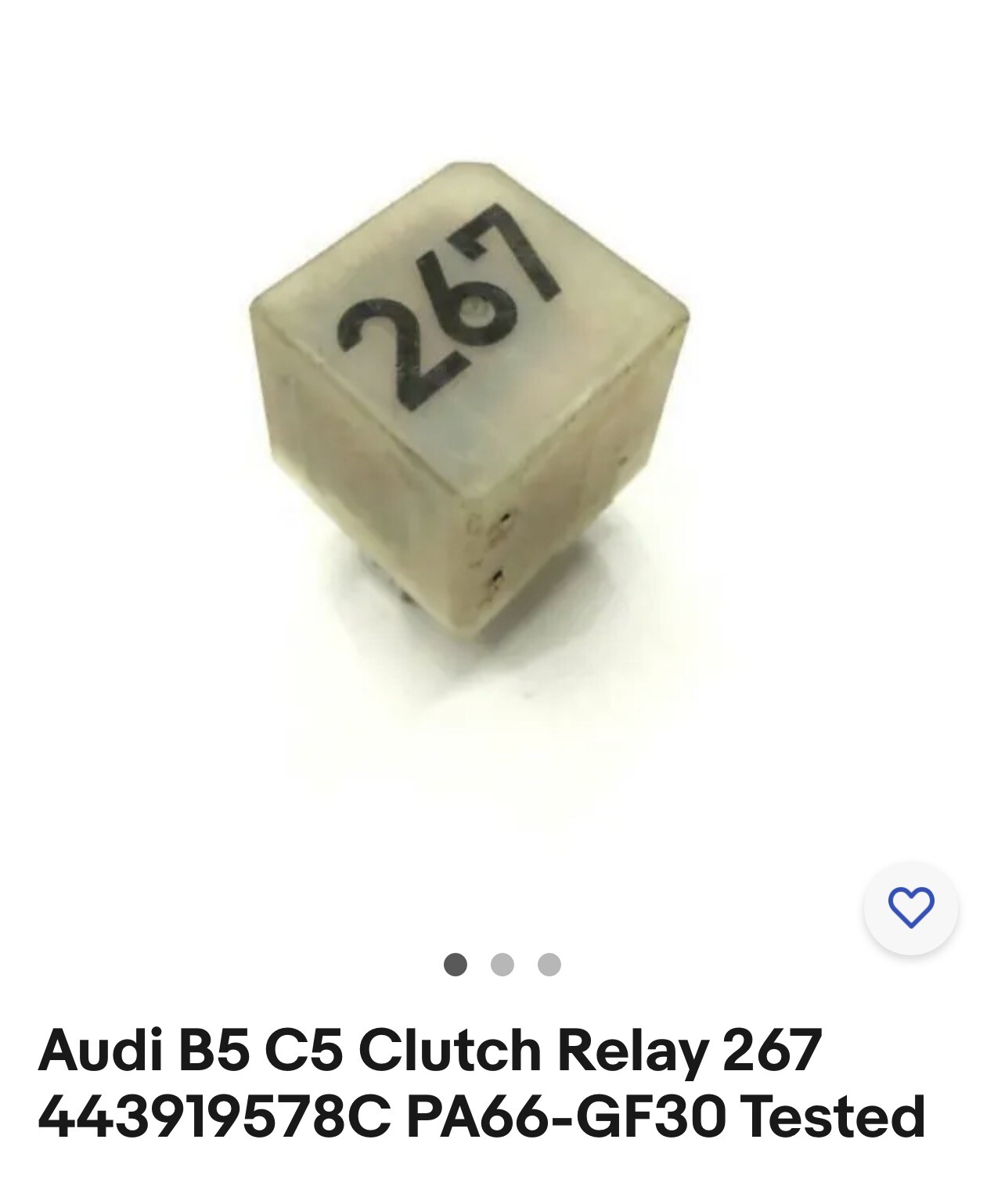 Audi B5 C5 Clutch Relay 267 443919578C PA66-GF30 Tested | eBay