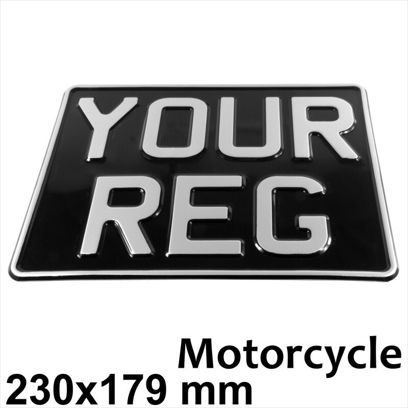 9x7 Black and Silver Classic Motorcycle Bike Pressed metal number plate ...
