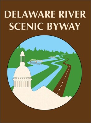 3x3.5 inch Delaware River SCENIC BYWAY Sign Shaped Sticker (travel road ...