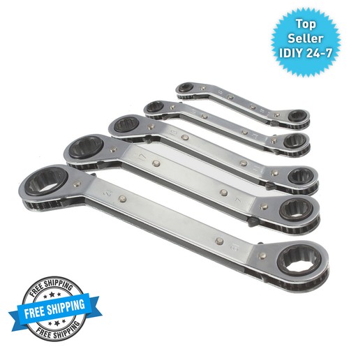 Rolson Offset Ring Ratchet Spanner Wrench Set 5pc Reversible ...