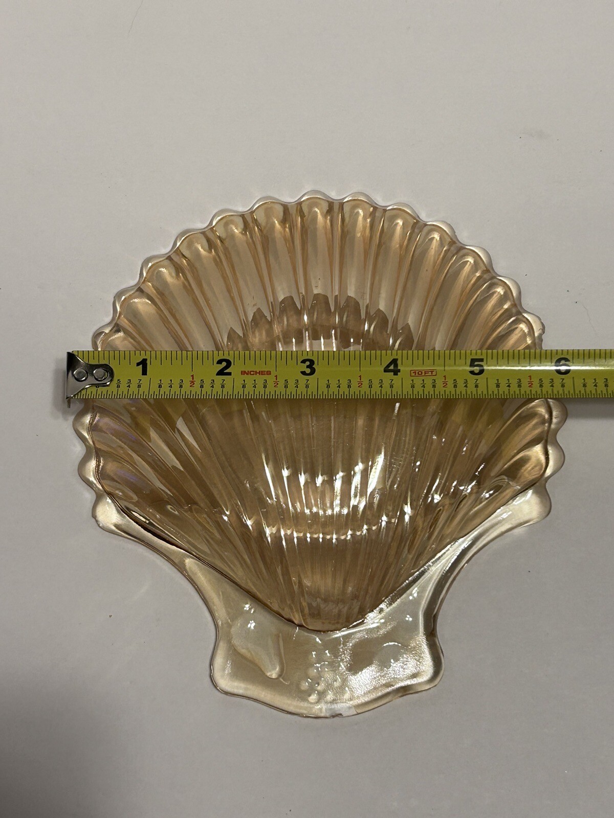 Vintage Amber Carnival Glass Clam Shell Shaped Trinket Soap Candy Dish ...