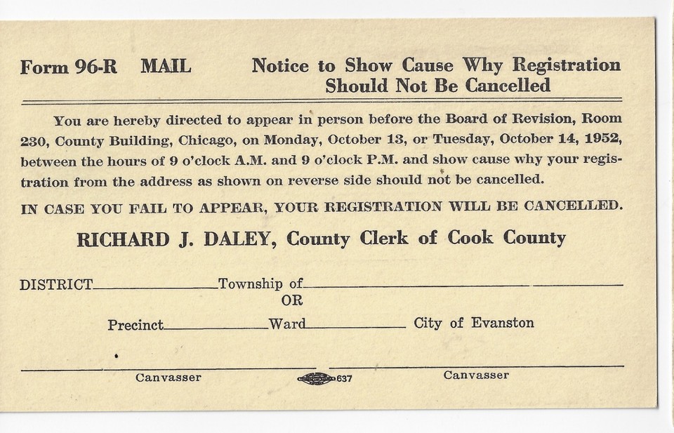 Early Career Chicago Mayor Richard J. Daley As Cook County Clerk Govt ...