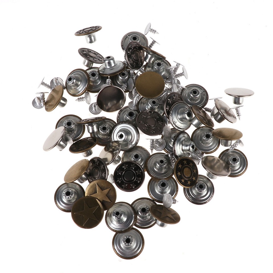 50Pc Clothes Instant Suspender Button&Nails Replacement DIY Craft Jeans ...