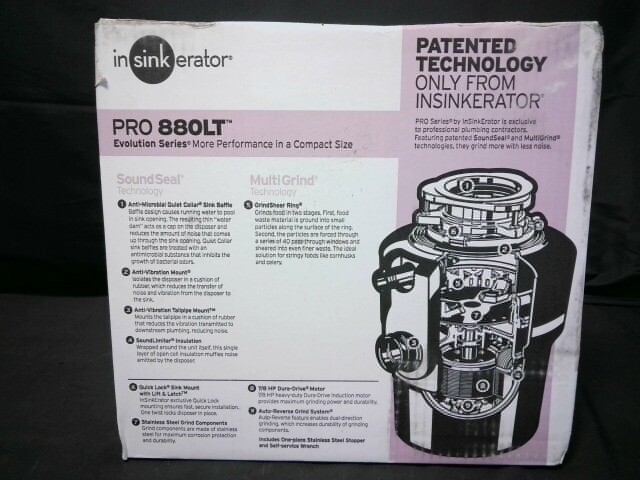 InSinkErator Evolution Pro 880LT 7/8 hp Garbage Disposal for sale ...