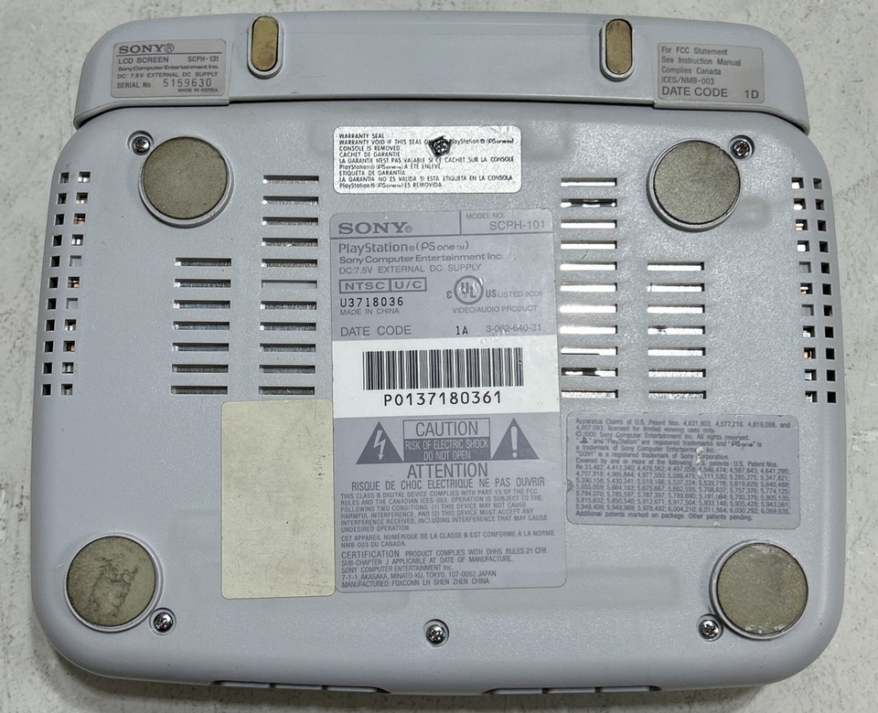 Sony Playstation 1 PSone Console SCPH-101 W/ Screen Dark(needs Light ...