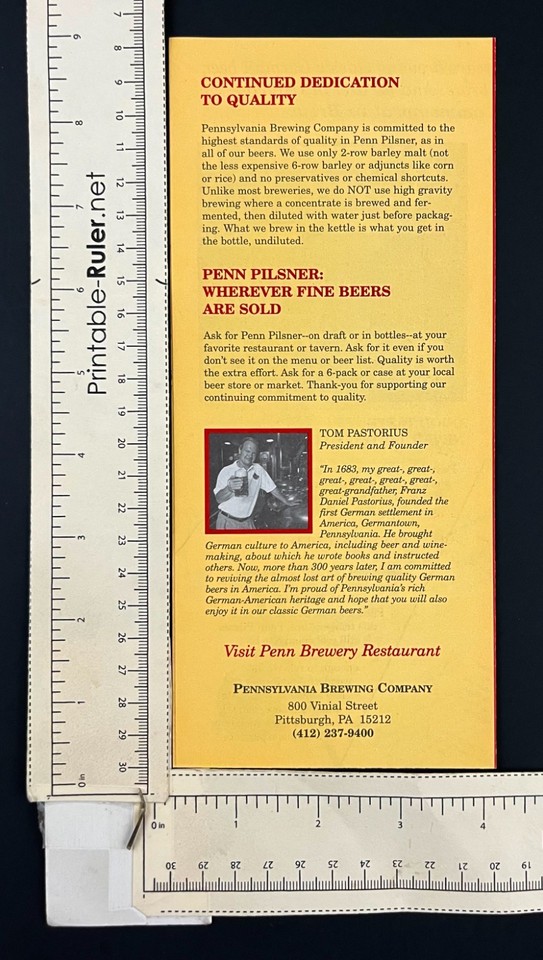 1990s Pennsylvania Brewing Company Penn Pilsner Beer 10th Anniversary ...