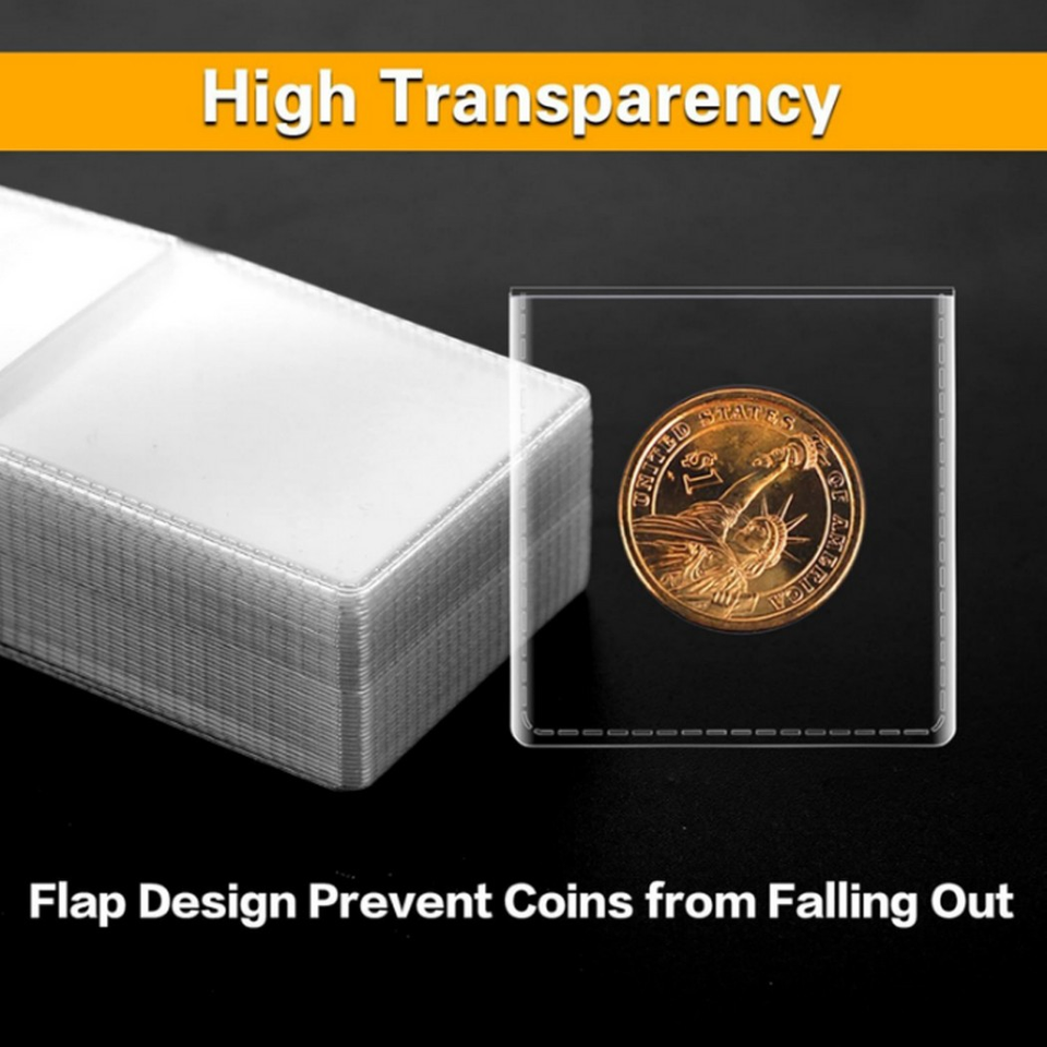 2x2 Safe Coin Flips 100 Thick 7mil 2 Pocket Unplasticized Vinyl ...