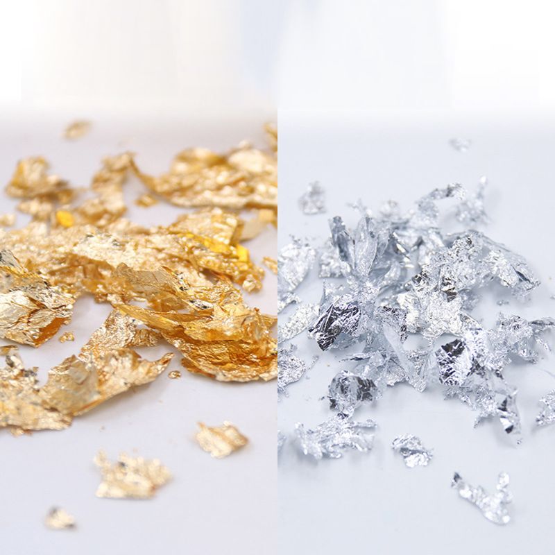 Gold Silver Foil Flakes Metallic Leaf for Nails Epoxy Resin Filler Home ...