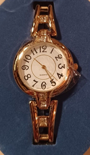 Avon Gold Tone Crystal Accent Quartz Easy To Read Wrist Watch | eBay