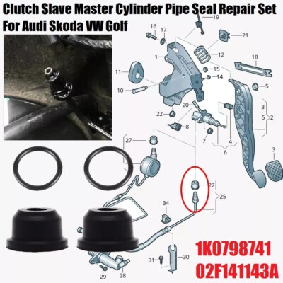 2*CLUTCH MASTER CYLINDER GASKET SEAL REPAIR KIT 1K0798741 FOR VW AUDI ...