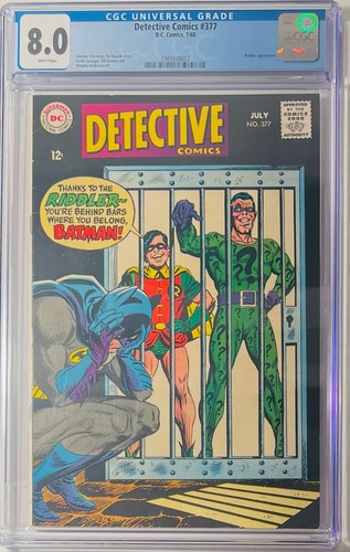 1968 Detective Comics 377 CGC 8.0 Riddler Appearance. Batman Robin Jail ...