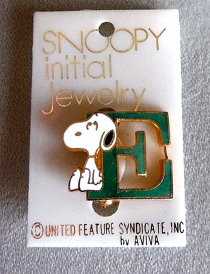 Vintage 1970's Aviva Snoopy initial Jewelry Alphabet Pin Lapel Letter ...