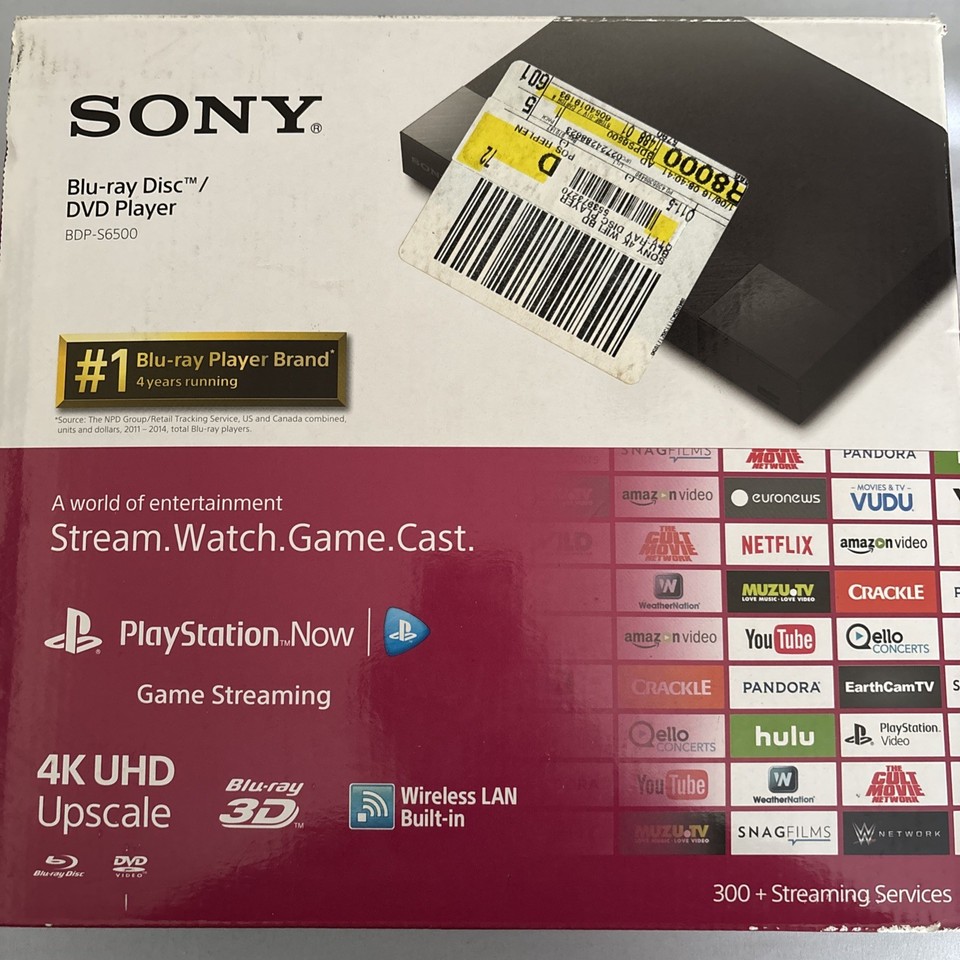 Sony Blu-Ray Disc/DVD Player 4K UHD Upscale 3D (BDP-S6500) Wireless LAN ...