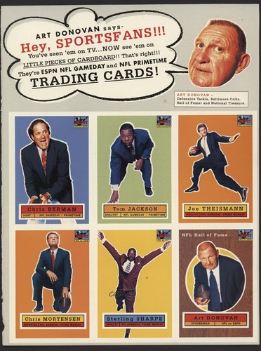 1995 ESPN NFL Gameday/NFL Primetime Sheet Chris Berman Tom Jackson Joe ...