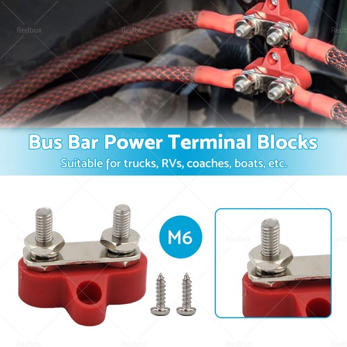M6 Bus Bar Terminal Block Heavy Duty Red Dual Power Distribution Stud ...