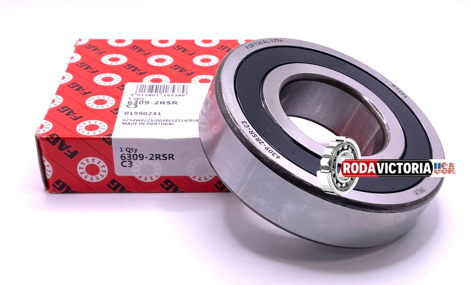 FAG 6309 2RSR C3 DEEP GROOVE BALL BEARING, RUBBER SEALED 45x100x25 mm ...