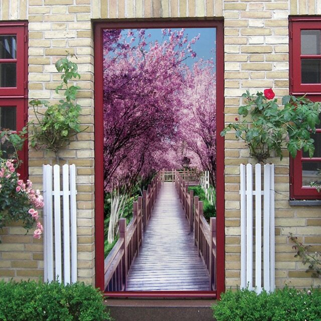 3D Door Sticker Wallpaper Self-Adhesive Door Mural Removable Vinyl Home ...