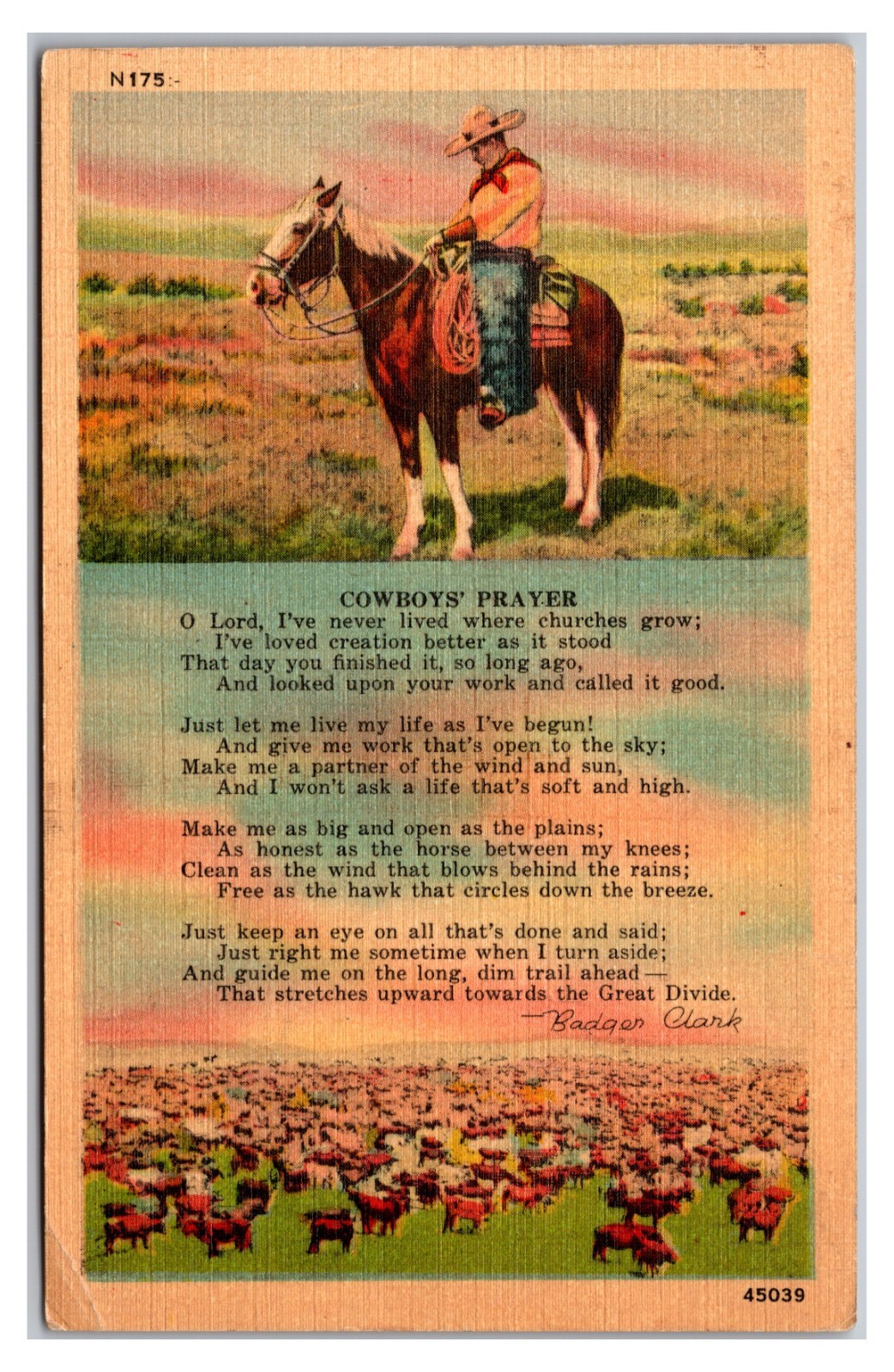 Vintage 1930s - Western Cowboy Prayer / Poem Postcard (UnPosted) | eBay