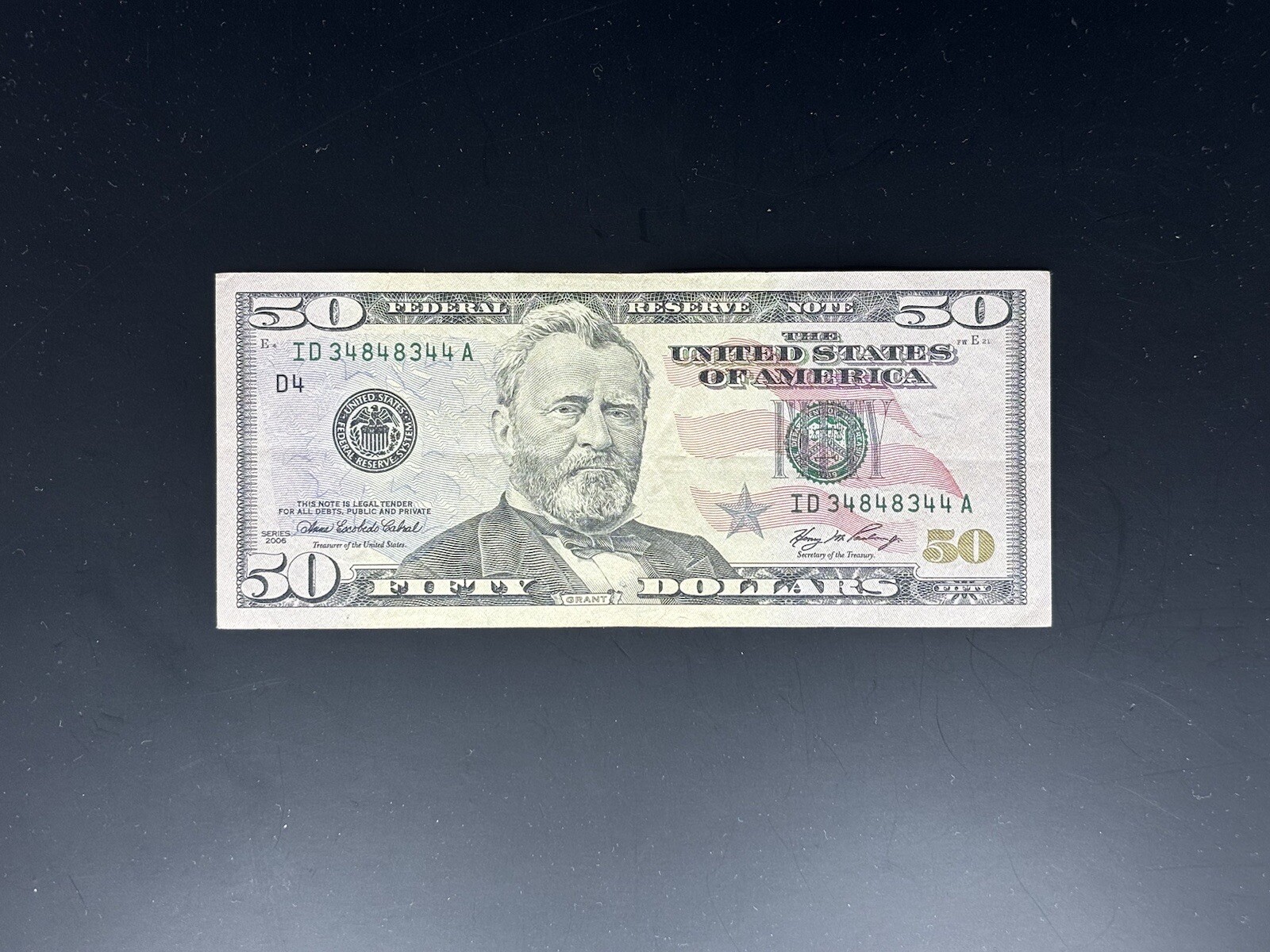 2006 50 Dollar Trinary Note Federal Reserve Cleveland Fancy Serial ...