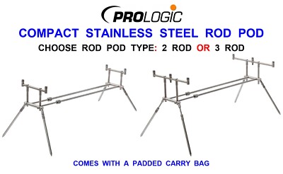 PROLOGIC COMPACT STAINLESS STEEL ROD POD+CARRY CASE/BAG CARP FISHING 2 ...
