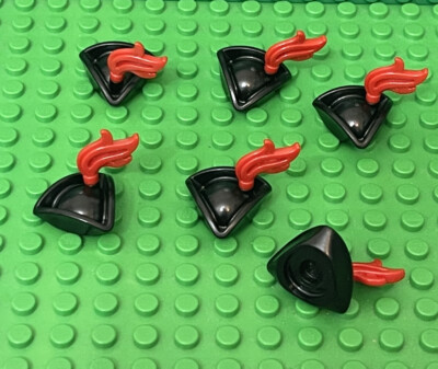 Lego 6 Black Pirates Mini Figure Tricorne / Triangle Hat With Red red ...