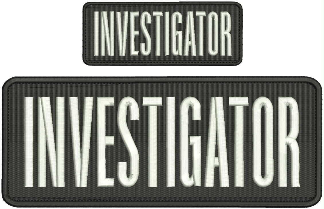 investigator embroidery patch 4x10 and 2x5 inches white letters | eBay